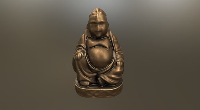 Golden Alien Budha Statue 3D model | CGTrader