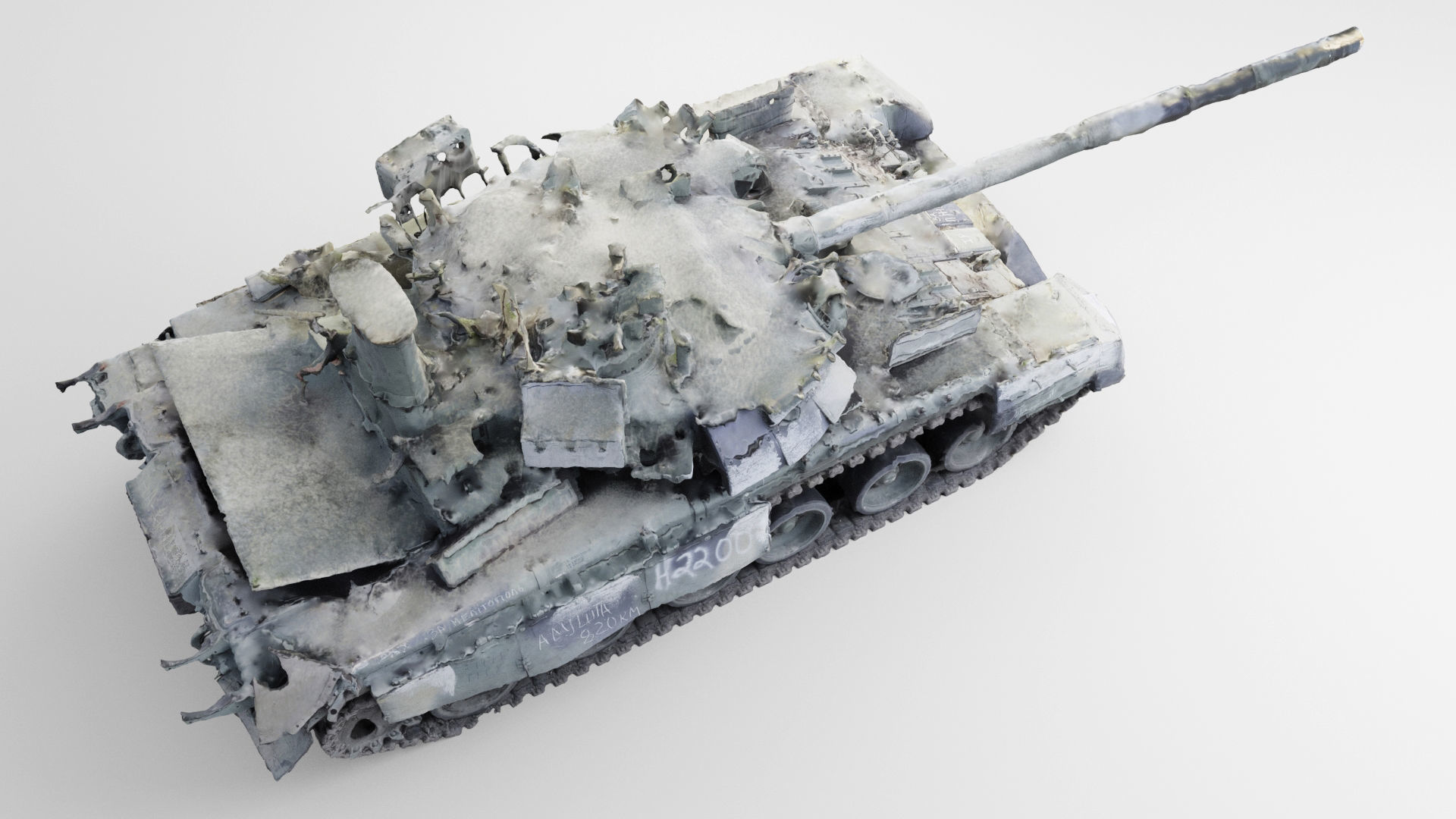 Russian T-80 tank destroyed by Ukrainian army 3D model | CGTrader