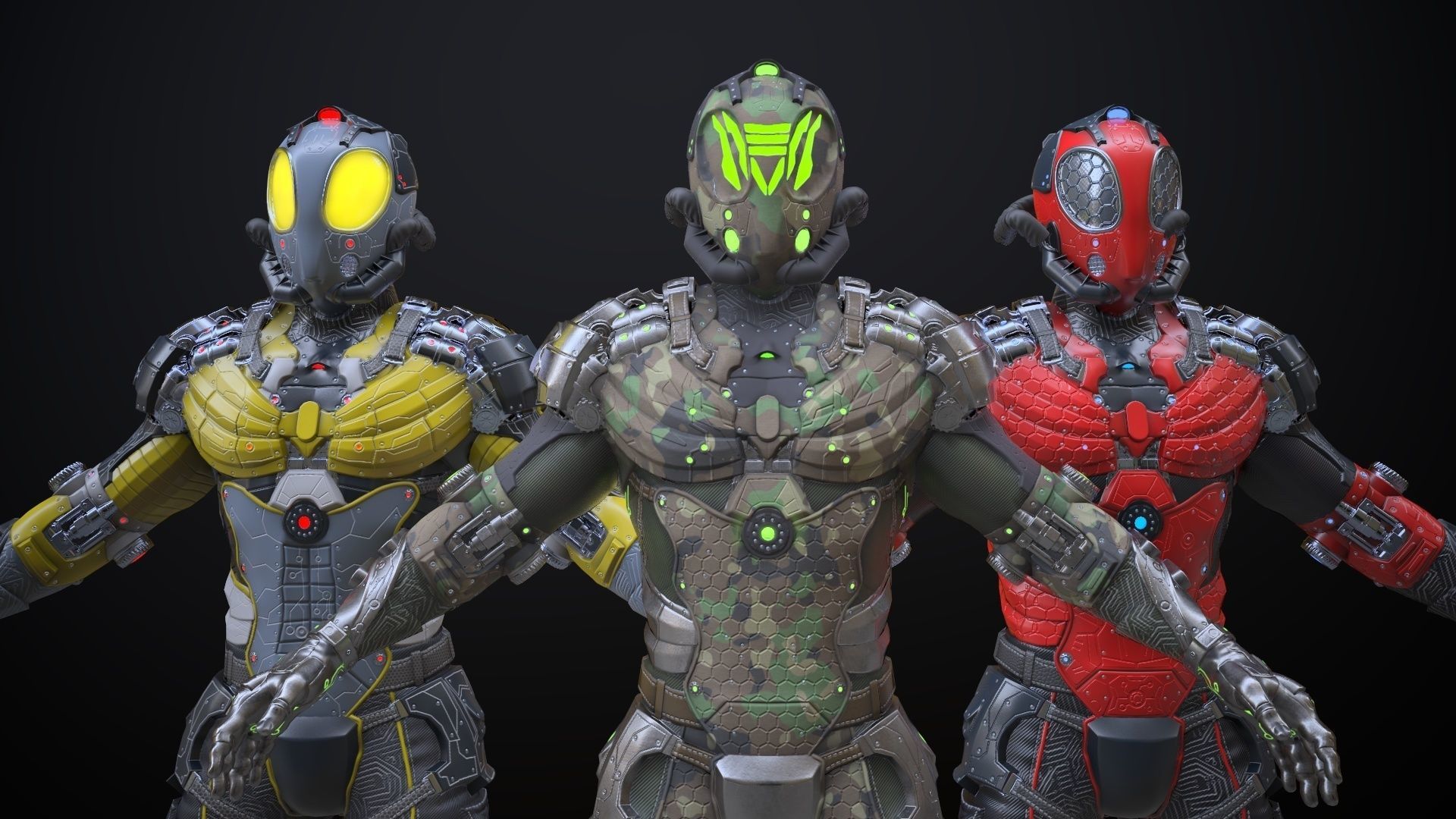 3D model Sci-fi Character 3 VR / AR / low-poly | CGTrader