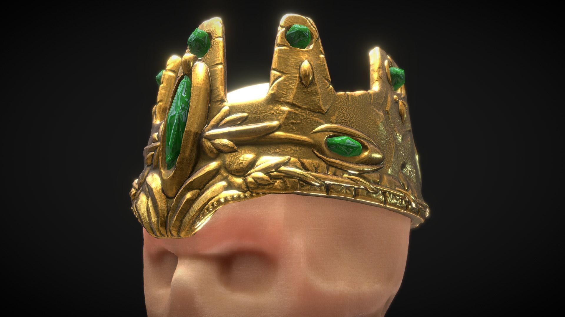 Gold Jade King Crown with Gems Stones 3D model | CGTrader