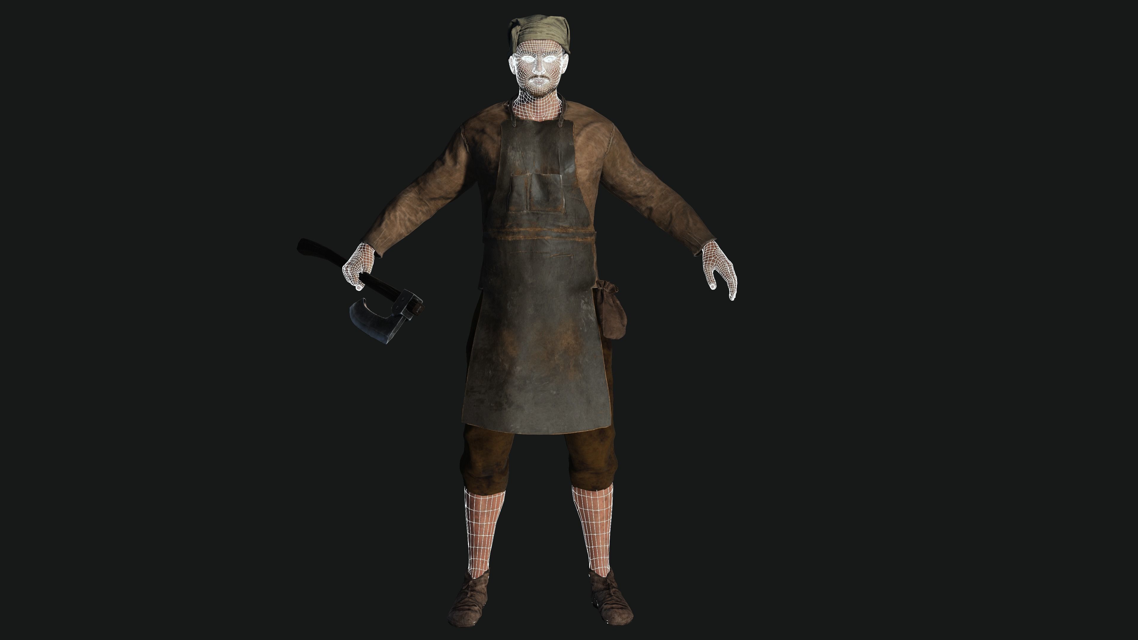 3D model 3D AAA Medieval Male Character - Butcher Man VR / AR / low ...