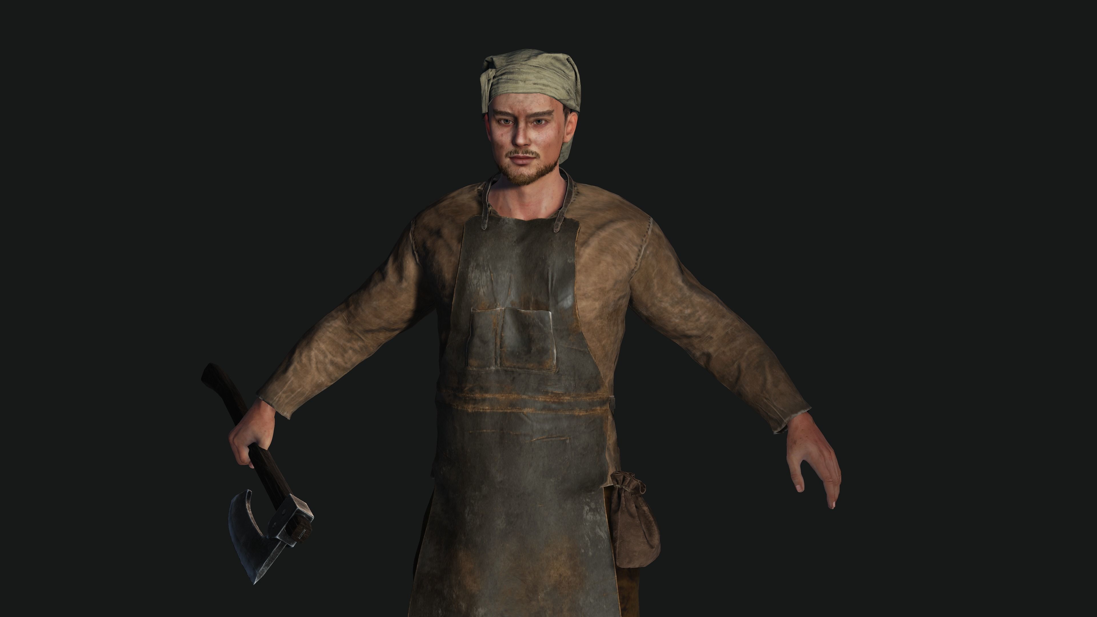 3D model 3D AAA Medieval Male Character - Butcher Man VR / AR / low ...