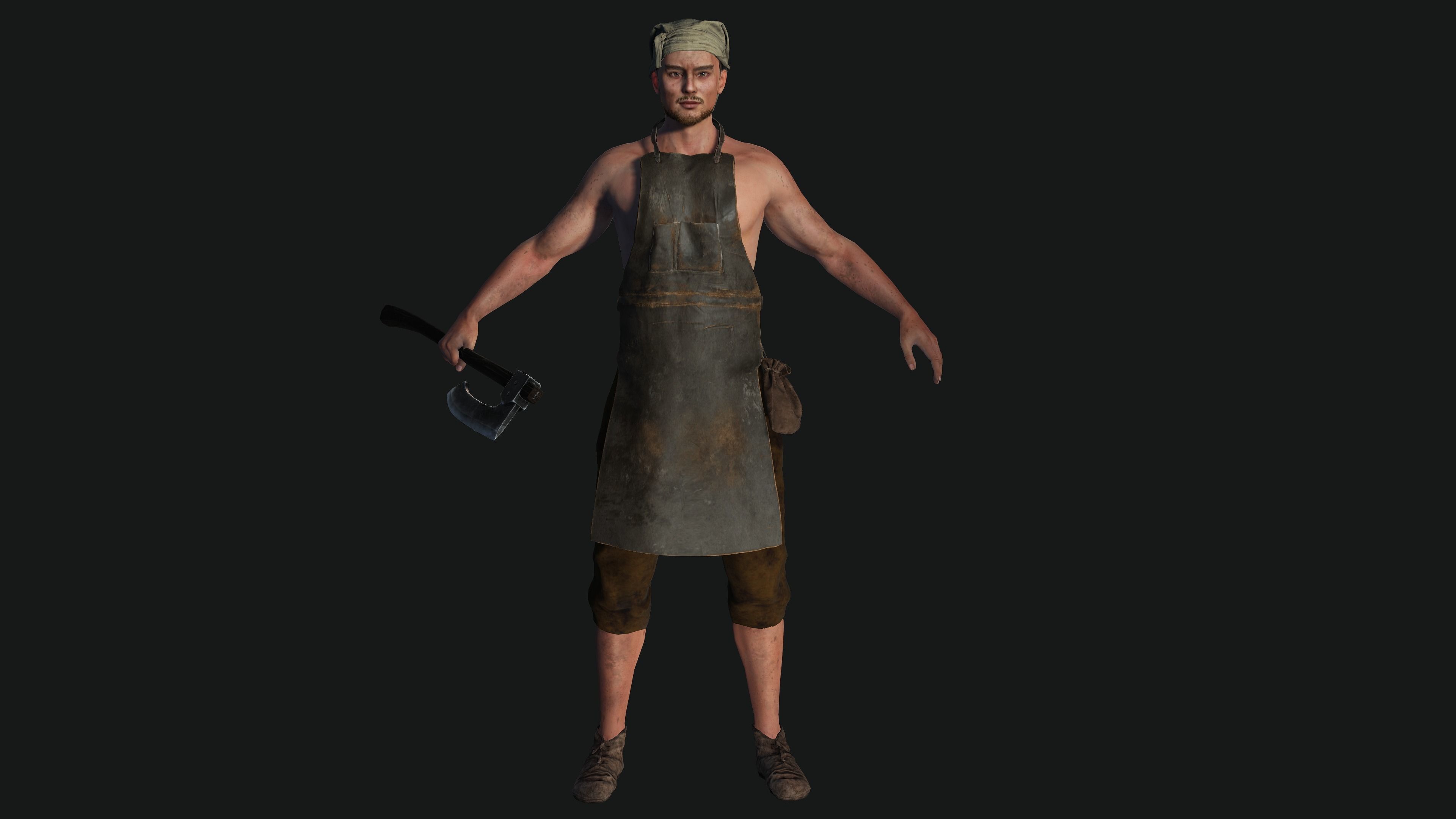 3D model 3D AAA Medieval Male Character - Butcher Man VR / AR / low ...