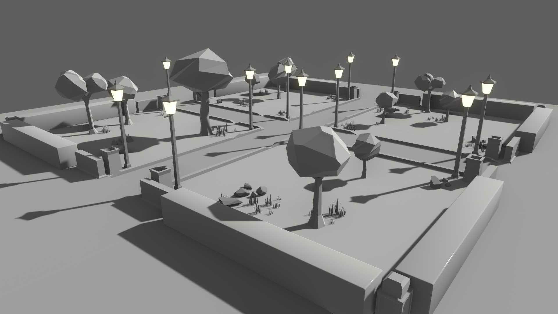 3D model Cartoon 3d Stylized Park Game Ready with Modulation VR / AR ...