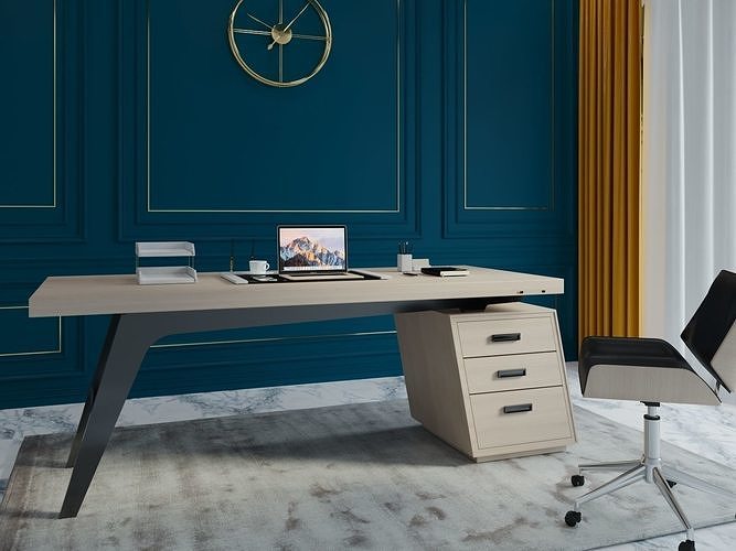 modern wood pc table 3D model | CGTrader