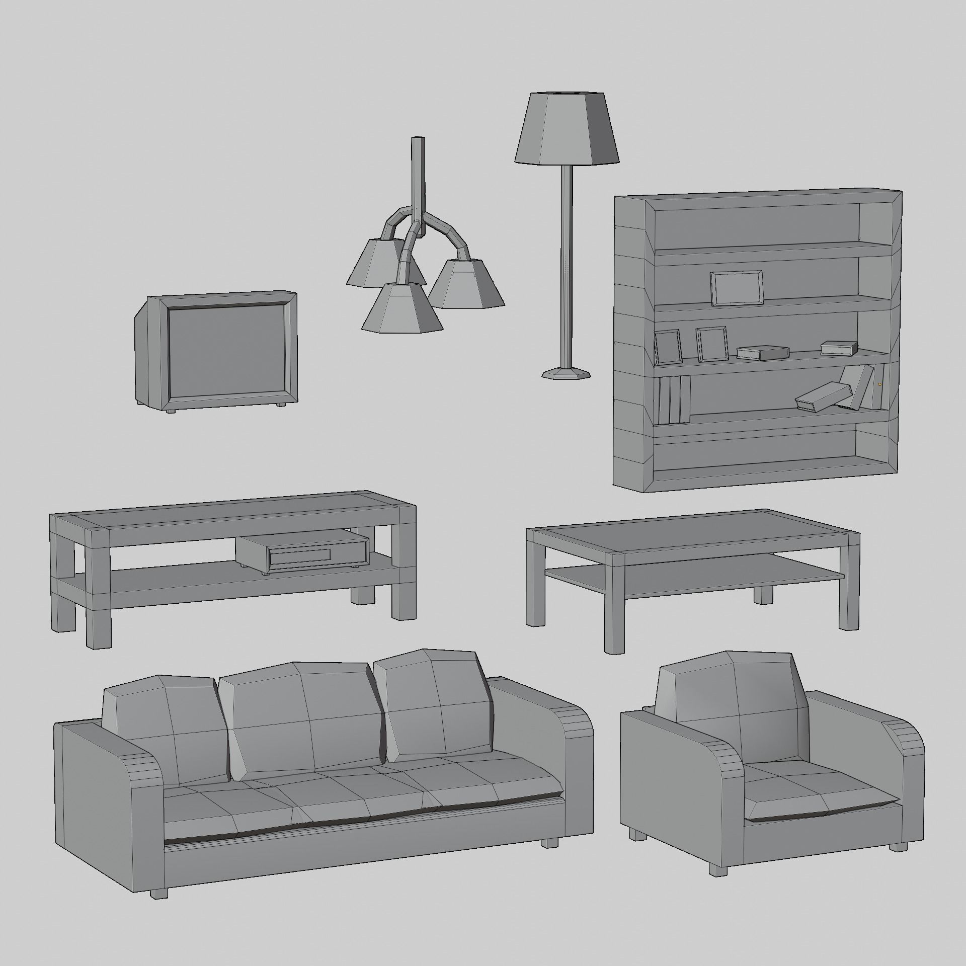 3D model Low Poly Livingroom pack VR / AR / low-poly | CGTrader