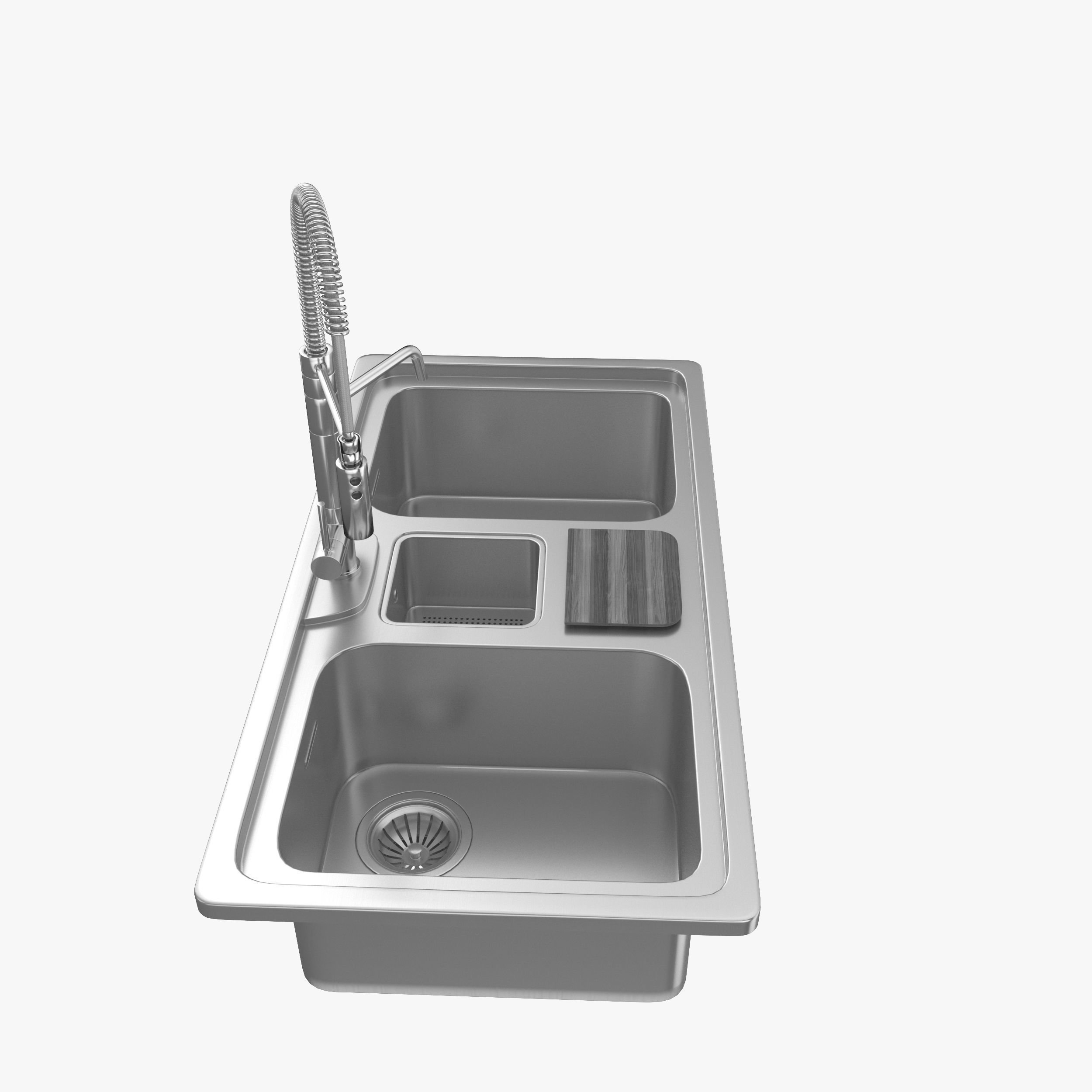 Alpex-Inox kitchen sink with Idealaqua faucet By Quadrodesign 3D model ...