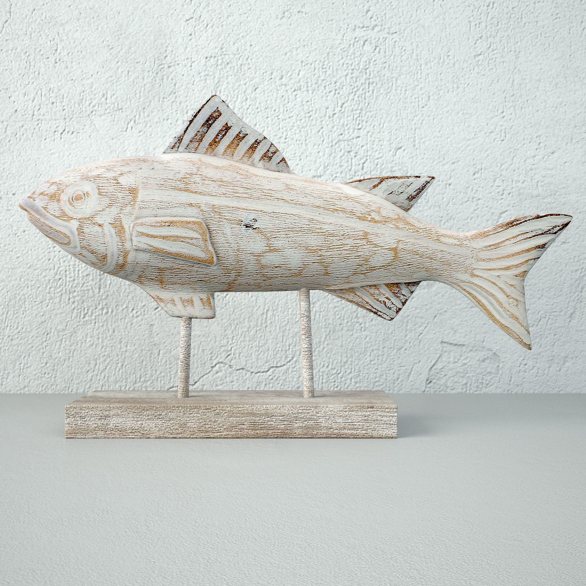 Rustic Wood Fish Statue 3D model | CGTrader