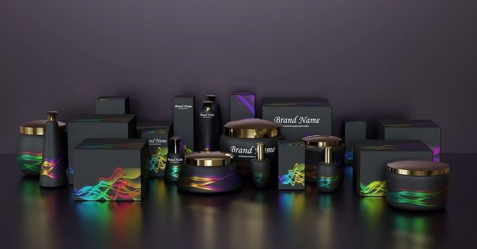 3D model Set for cosmetics with packaging VR / AR / low-poly | CGTrader
