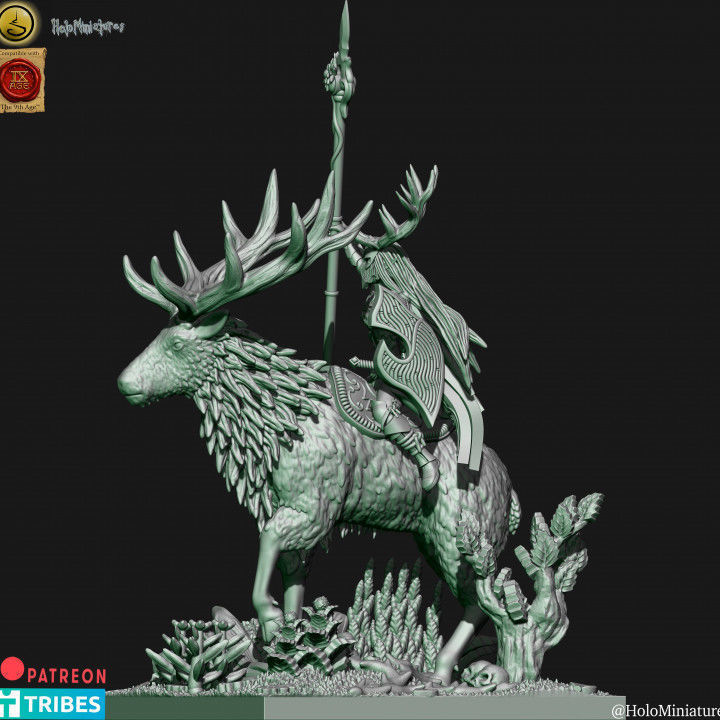 wood elves lord on stag 3D model 3D printable | CGTrader