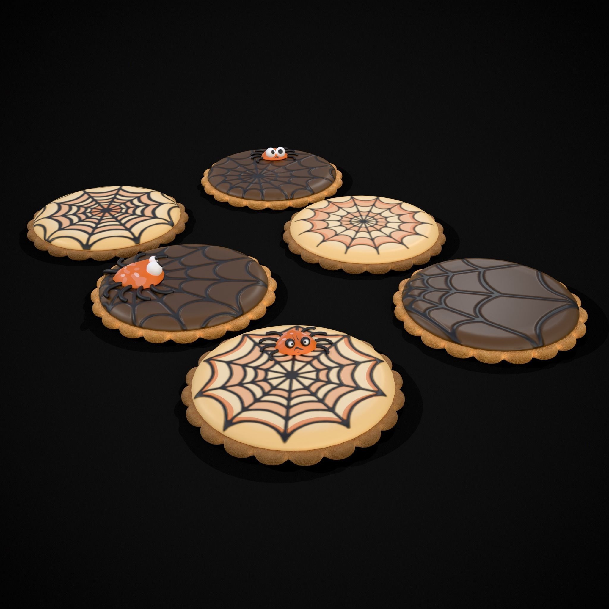 3D model Six Round Spider Web Cookies VR / AR / low-poly | CGTrader