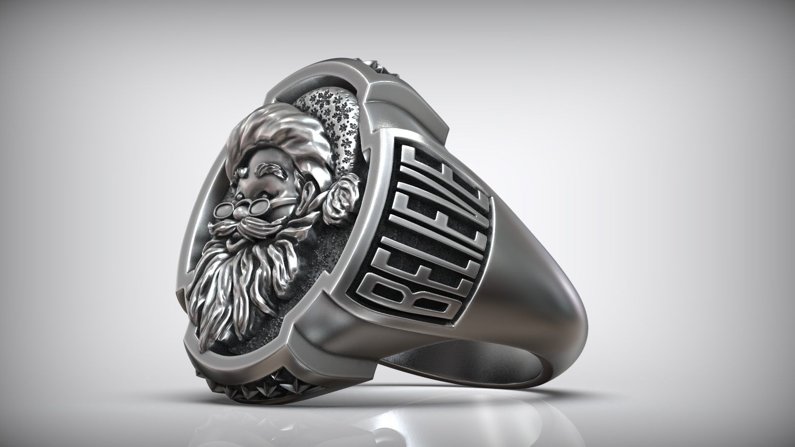 Santa Claus Christmas Saint Nicholas Believe Ring 3D model 3D printable ...