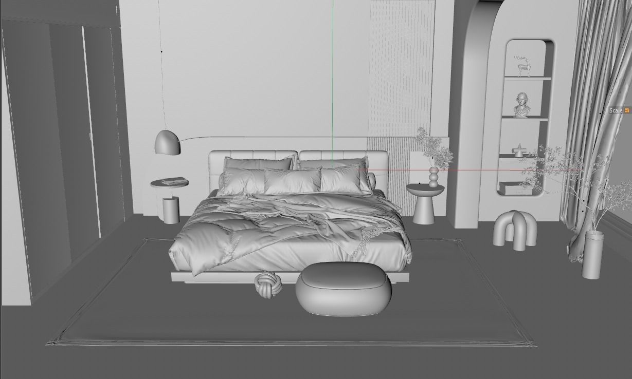 Cozy Bedroom Interior Scene for Cinema 4D and Redshift Render 3D model ...