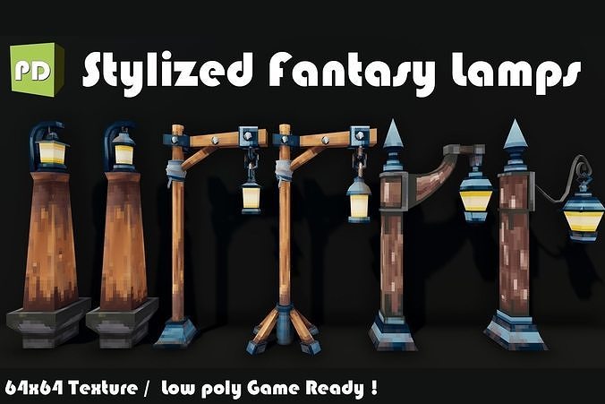 3D model Stylized Fantasy Exterior Lamps VR / AR / low-poly | CGTrader