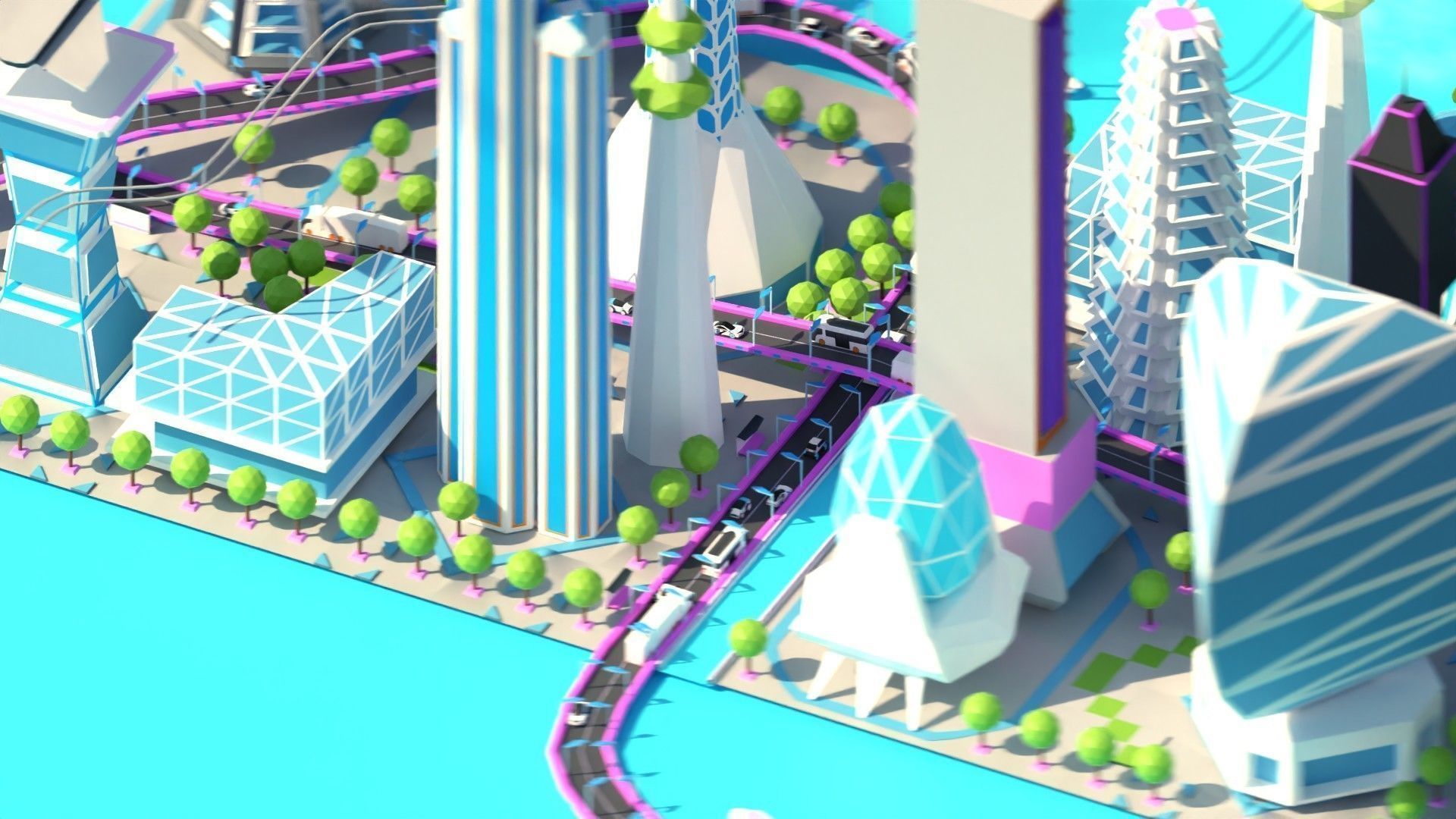 3D model Low Poly City Future VR / AR / low-poly | CGTrader