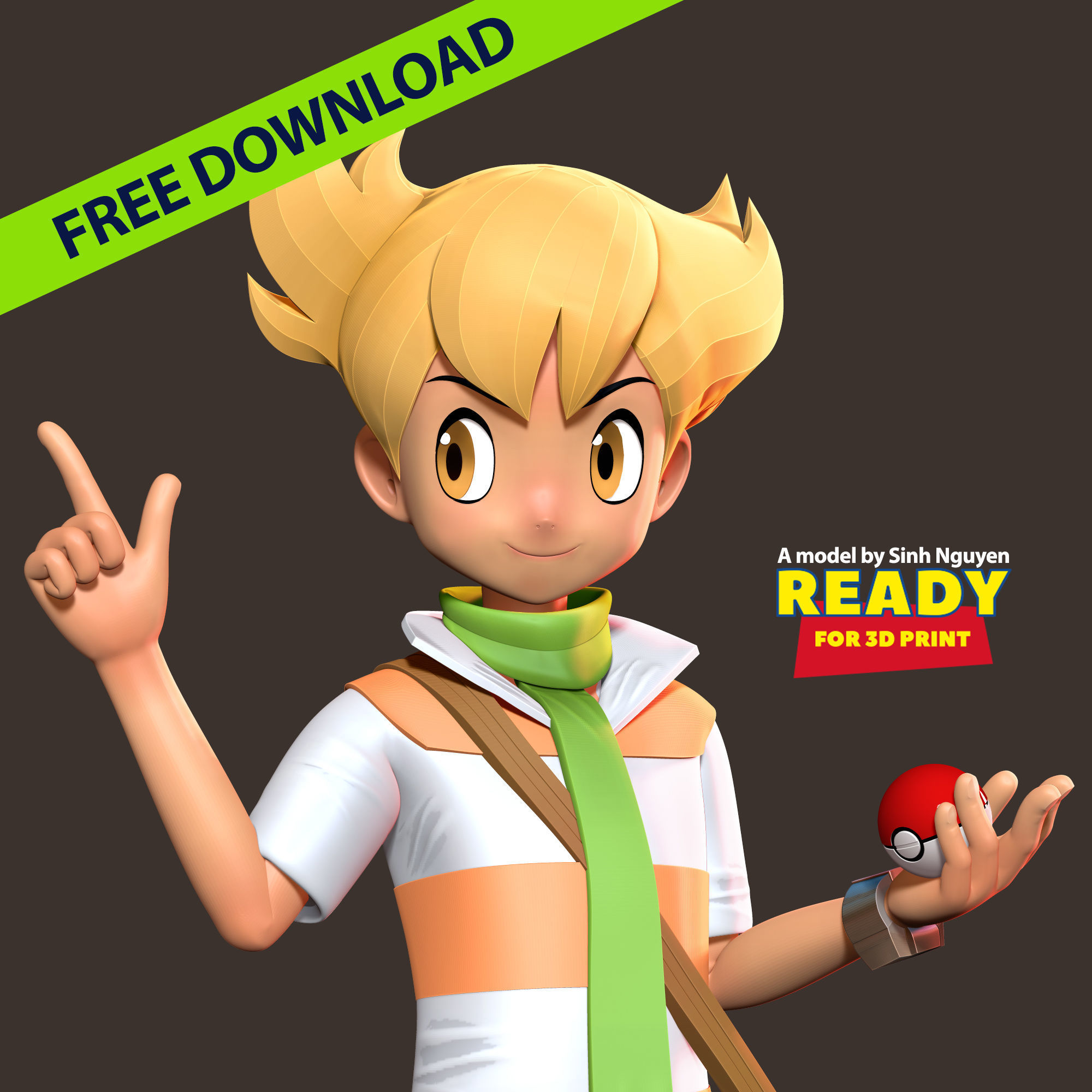 Barry - Pokemon Fanart free 3D model 3D printable | CGTrader