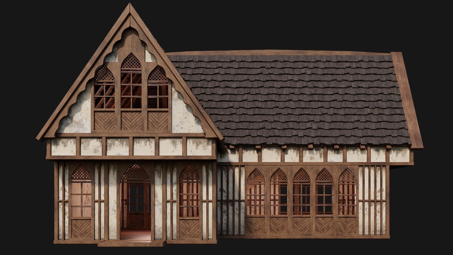 3D model Old Medieval House Building 4K Textures GameReady 189 VR / AR ...
