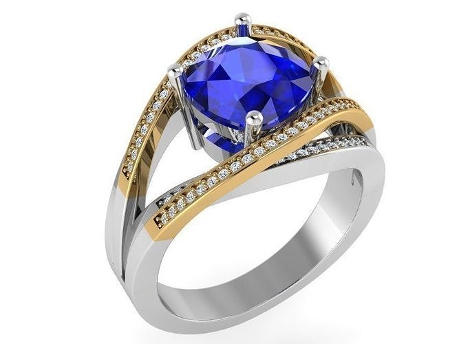 Blue stone design ring 2994 3D print model 3D model 3D printable | CGTrader