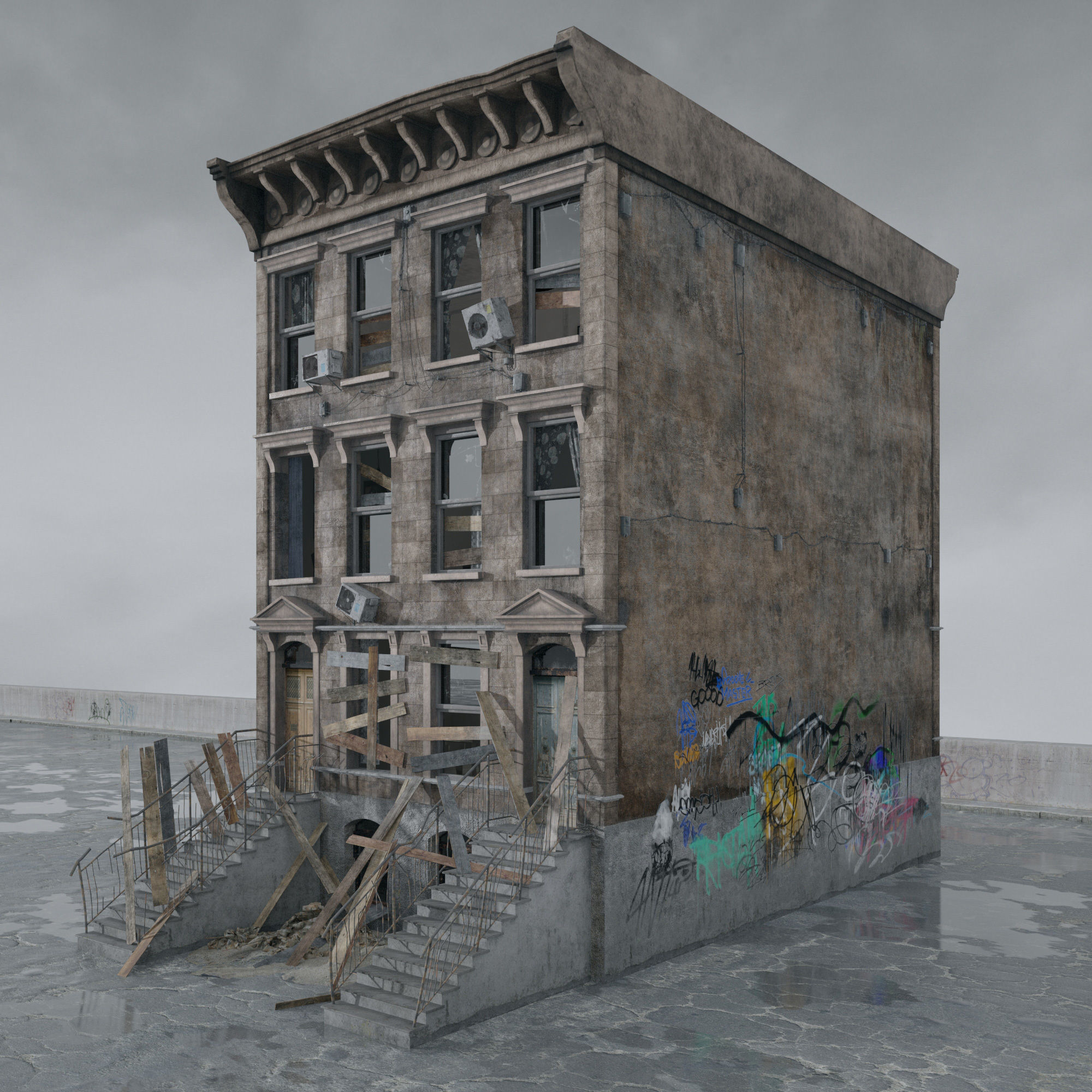 Archmodels vol 265 - collection of post apocalyptic buildings 3D model ...