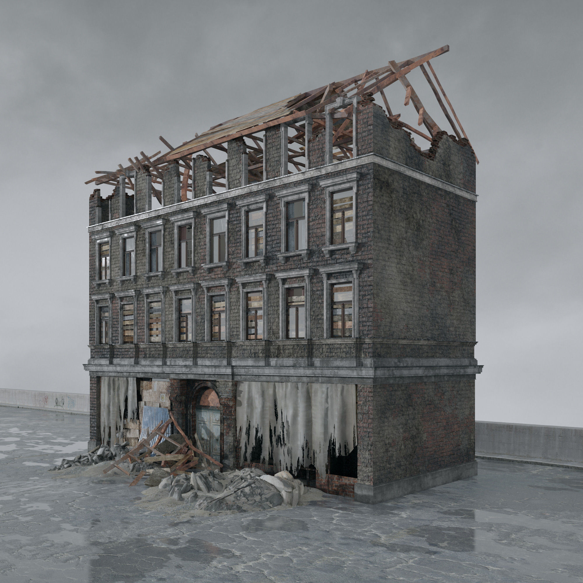 Archmodels vol 265 - collection of post apocalyptic buildings 3D model ...