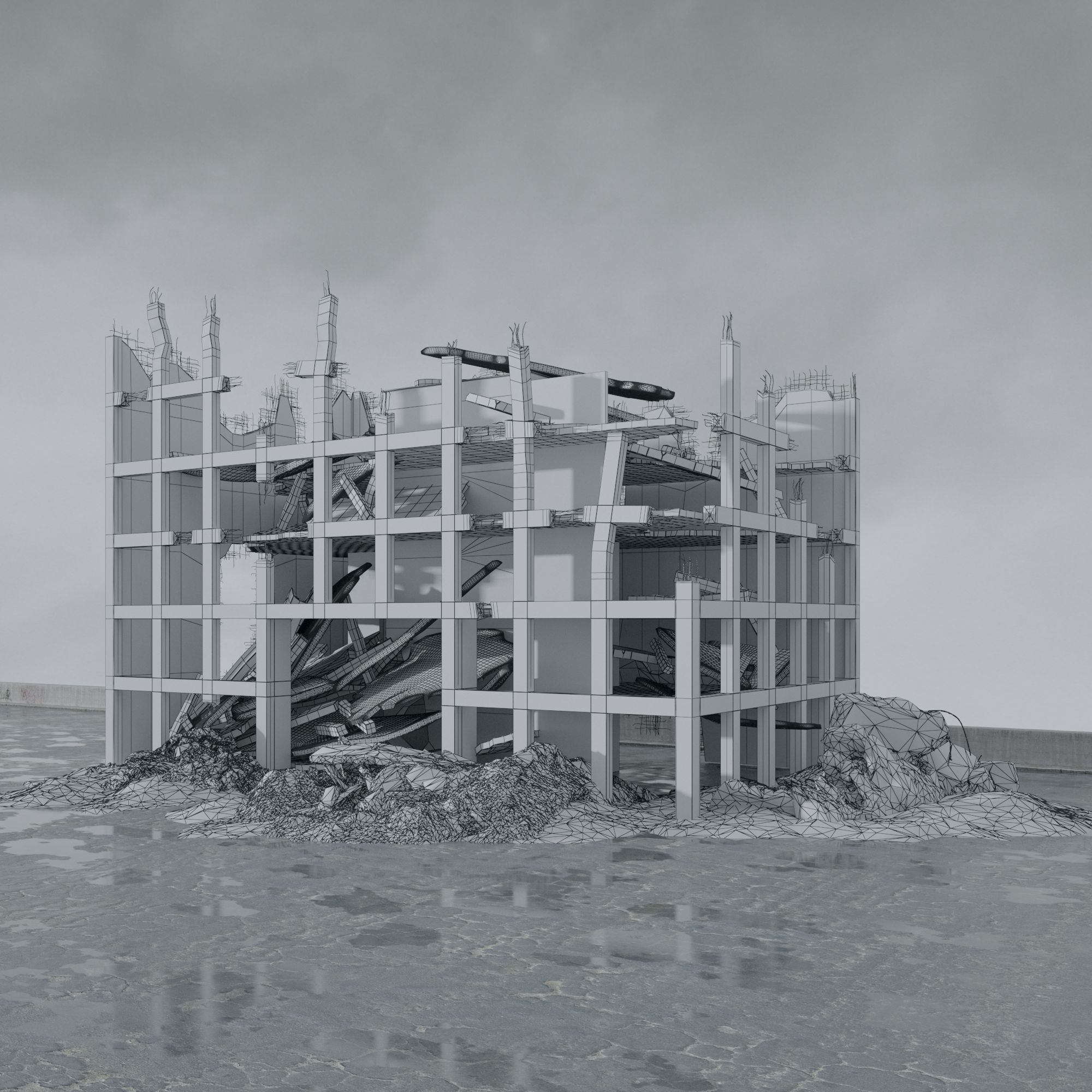 Archmodels vol 265 - collection of post apocalyptic buildings 3D model ...