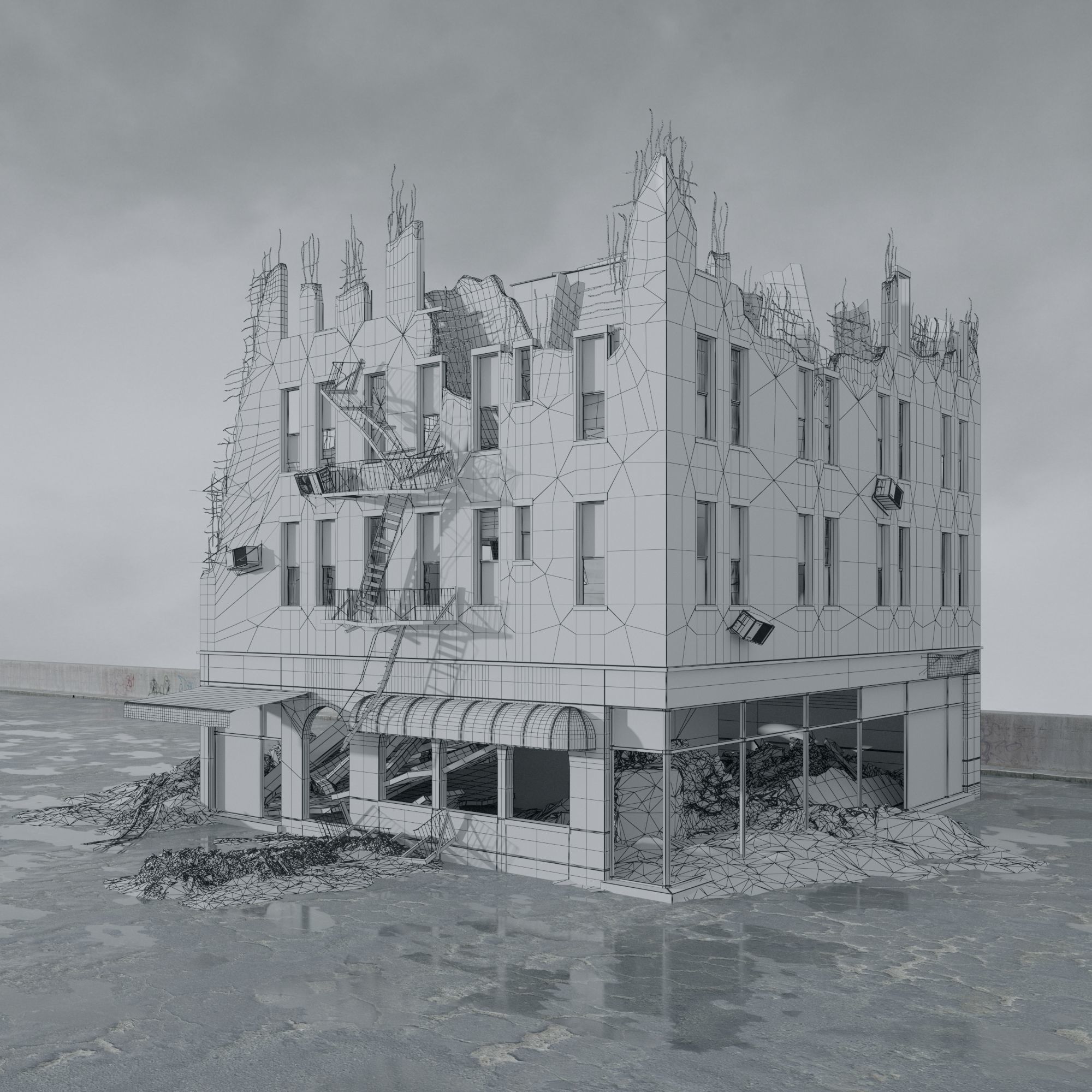 Archmodels vol 265 - collection of post apocalyptic buildings 3D model ...