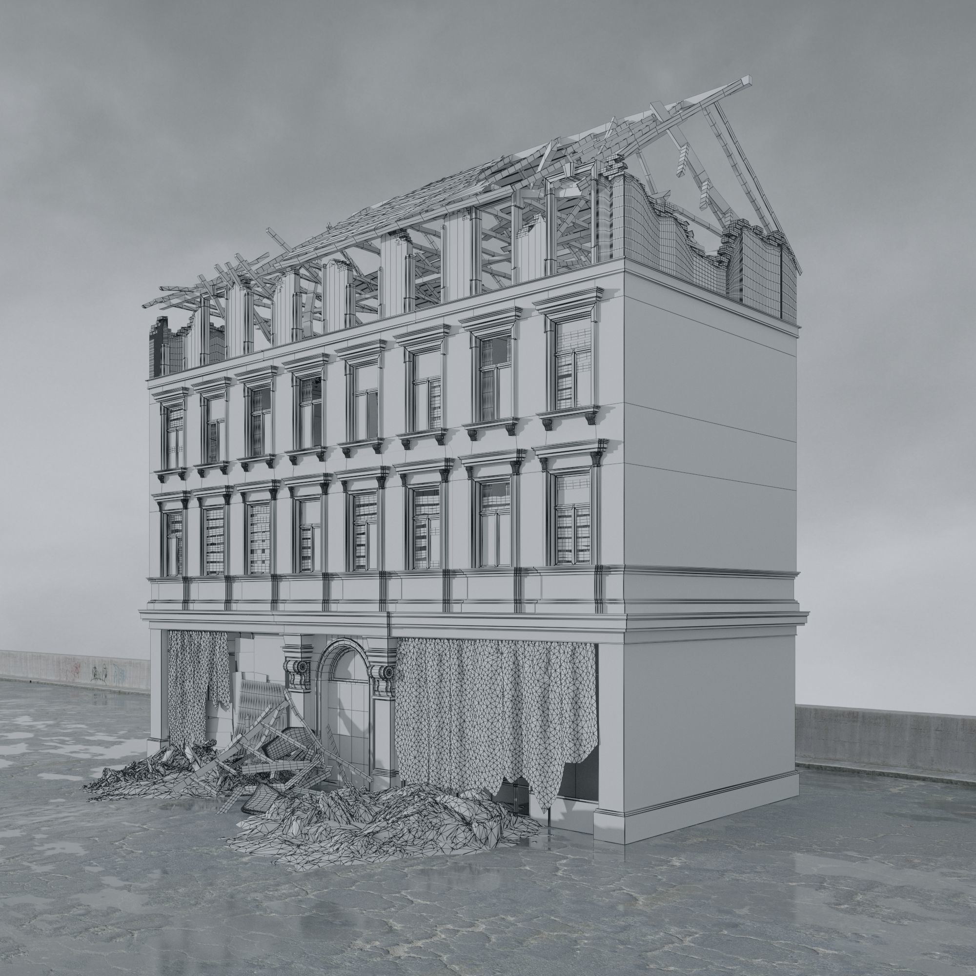 Archmodels vol 265 - collection of post apocalyptic buildings 3D model ...