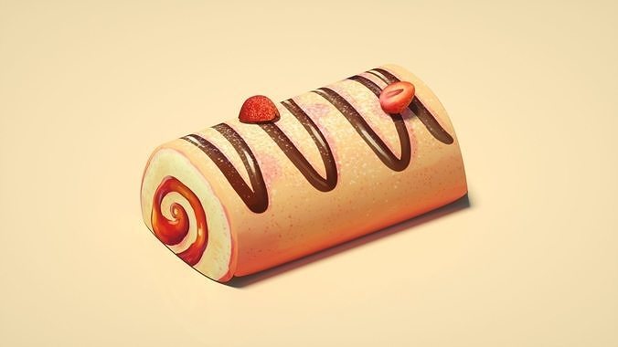 3D model bread roll west point cartoon food pastry C4D model VR / AR ...