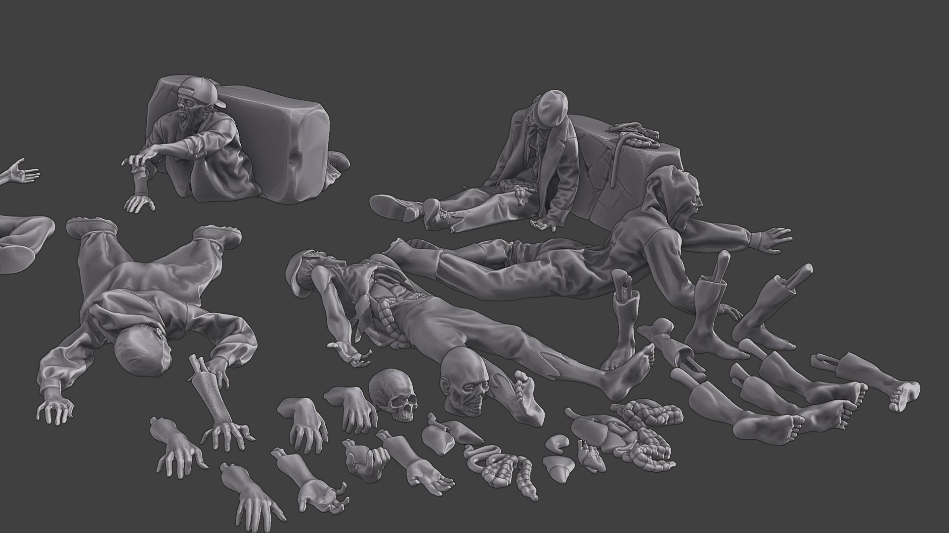 Zombie Crushed and Breaks Pack 1 3D model 3D printable | CGTrader