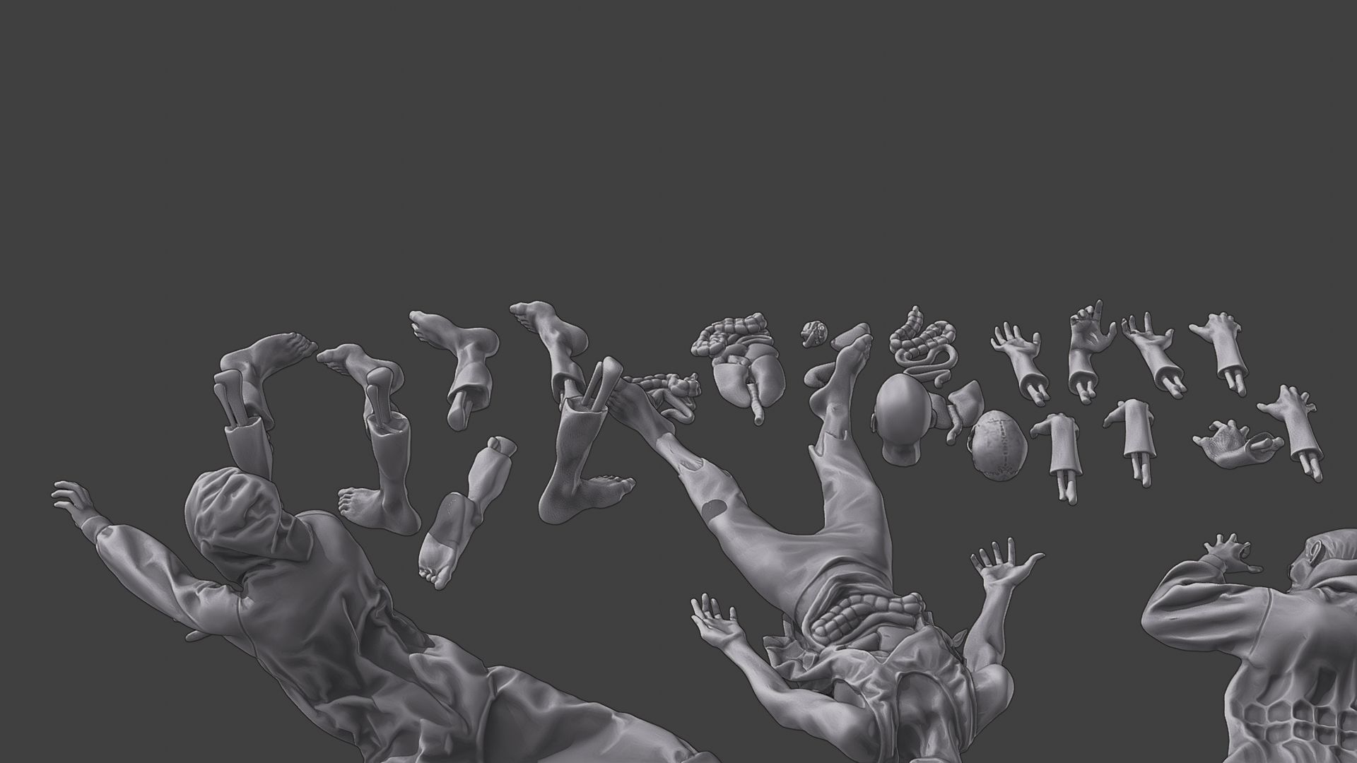 Zombie Crushed and Breaks Pack 1 3D model 3D printable | CGTrader