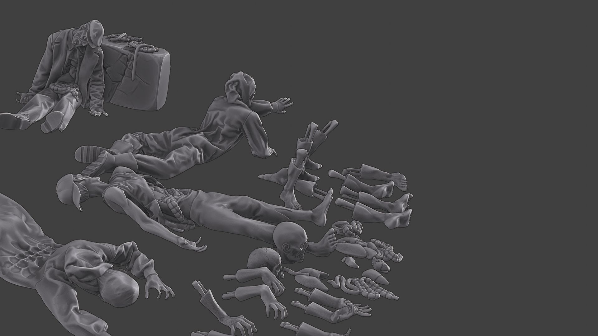 Zombie Crushed and Breaks Pack 1 3D model 3D printable | CGTrader