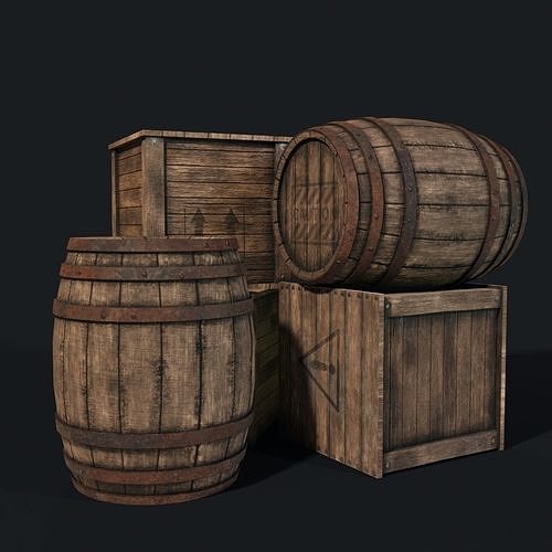 3D model Game Ready Crates and Barrels VR / AR / low-poly | CGTrader
