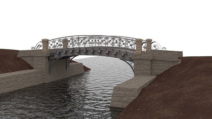Bridge over river 3D model | CGTrader