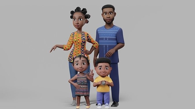 3D Model Collection African Family VR / AR / low-poly | CGTrader