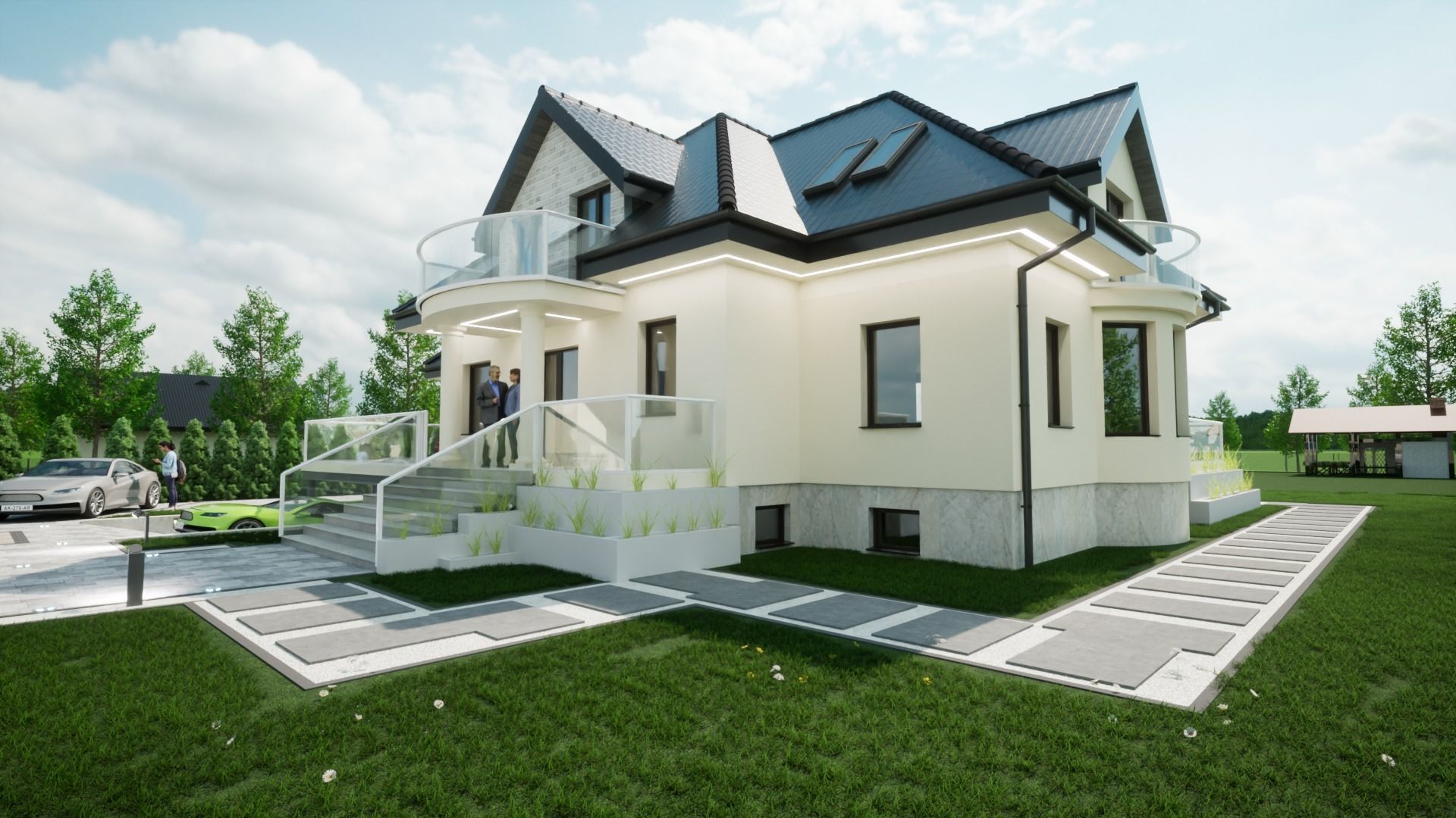 classic modern house with fence archicad and twinmotion file 3D model ...