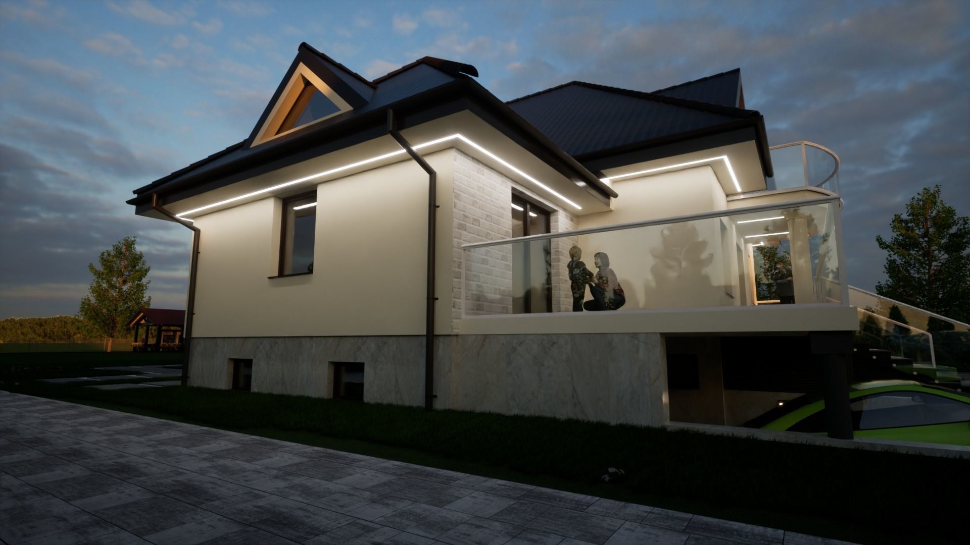 classic modern house with fence archicad and twinmotion file 3D model ...