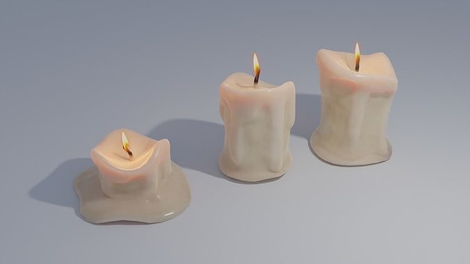 3D model Wax Candles Set 4K and 2K Textures VR / AR / low-poly | CGTrader