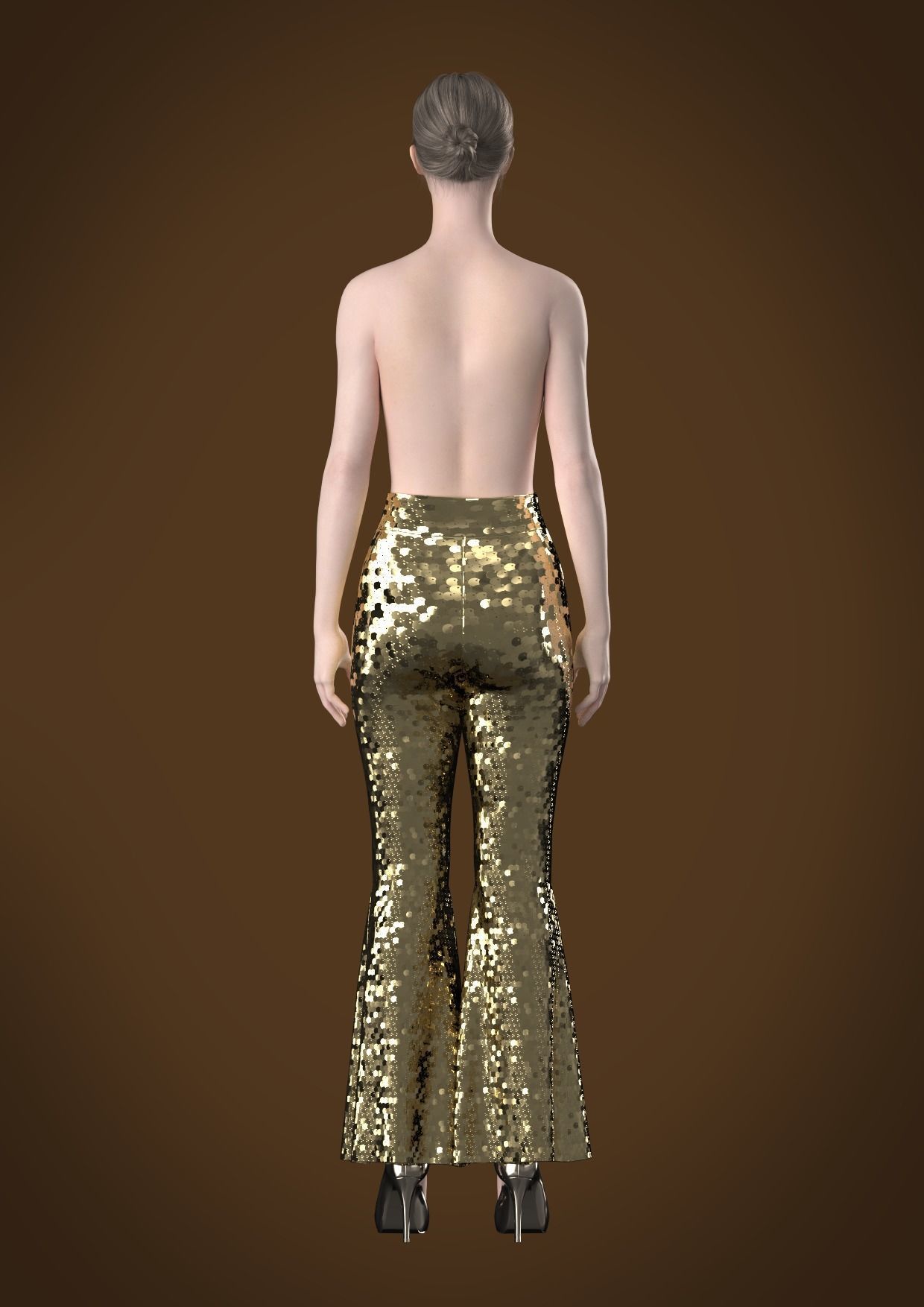 Sequin flares women Clo3D Marvelous 3D model | CGTrader