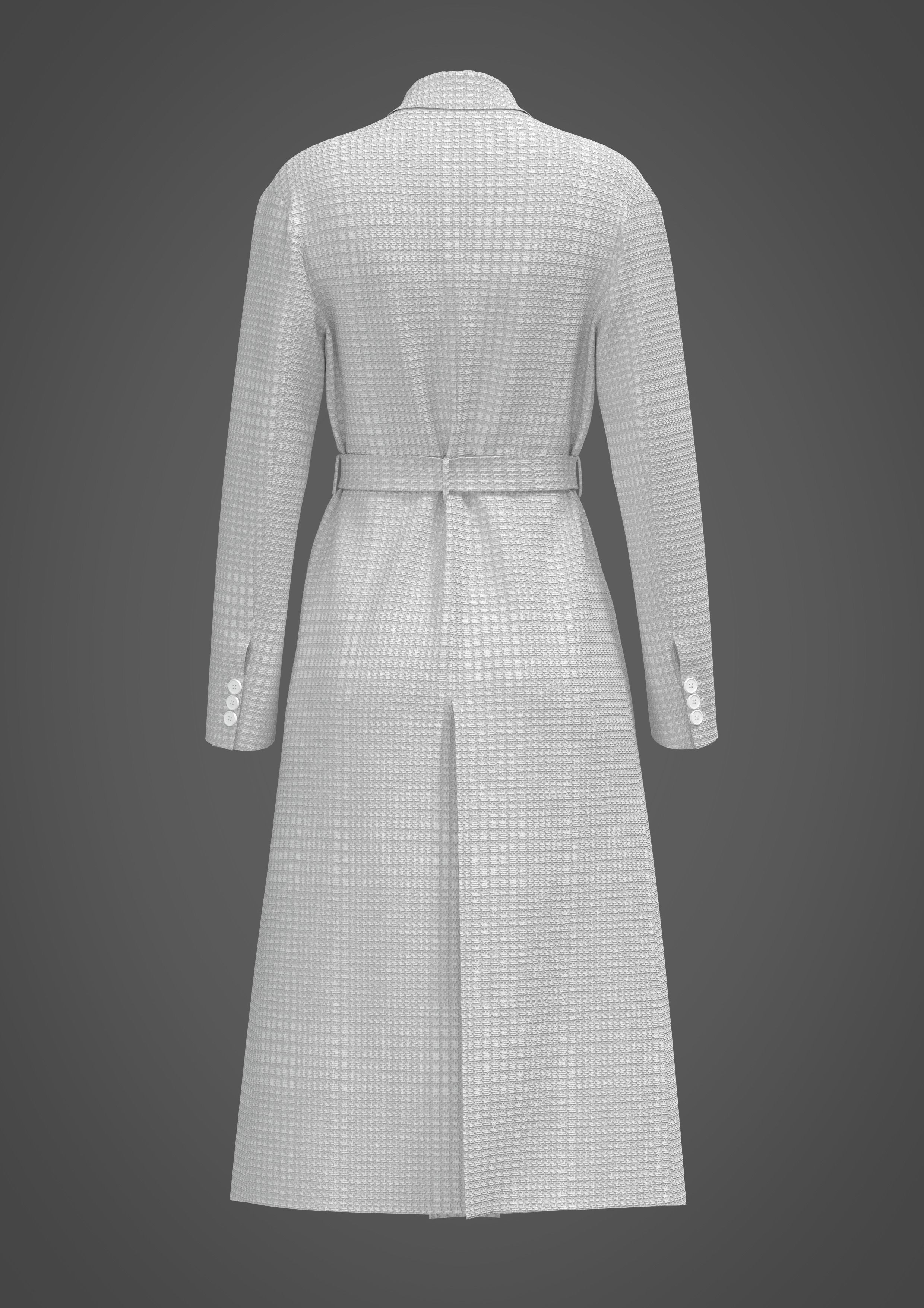 Belted coat women Clo3D Marvelous 3D model | CGTrader