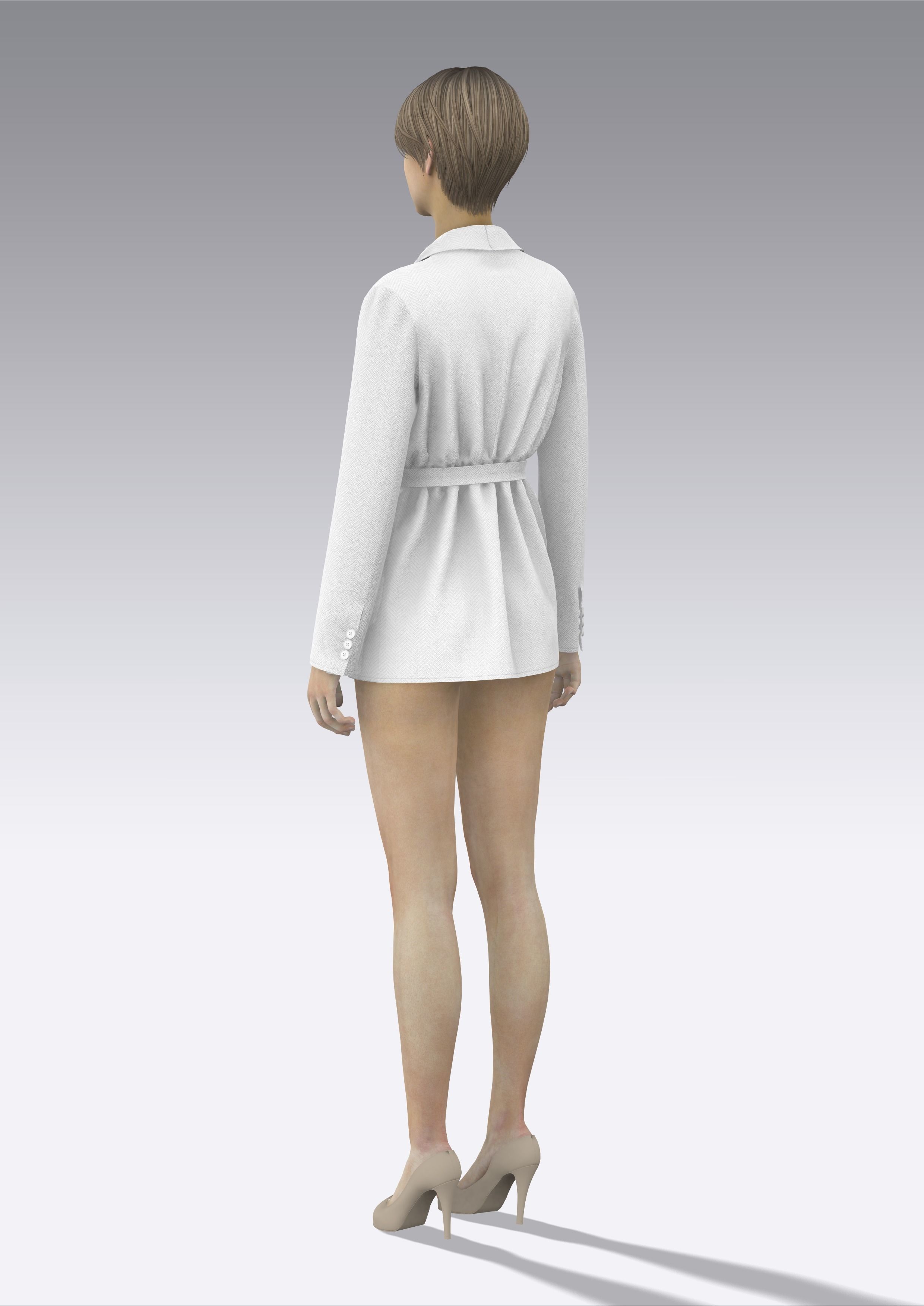 Belted blazer women 3D model | CGTrader