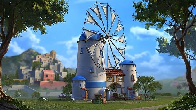 Greek windmill 3D model | CGTrader