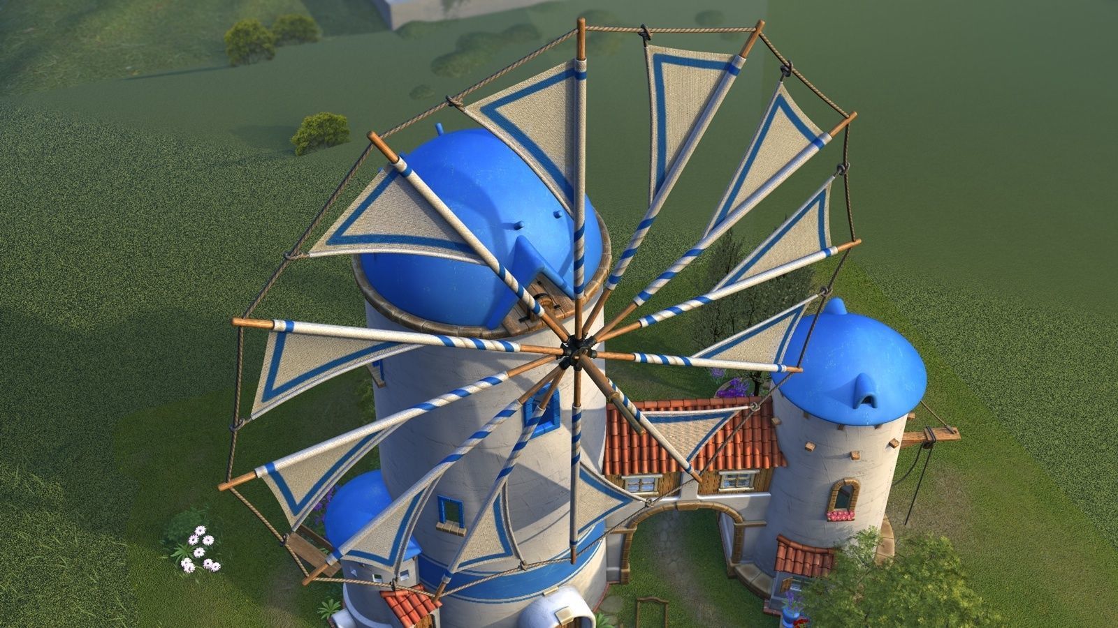 Greek windmill 3D model | CGTrader