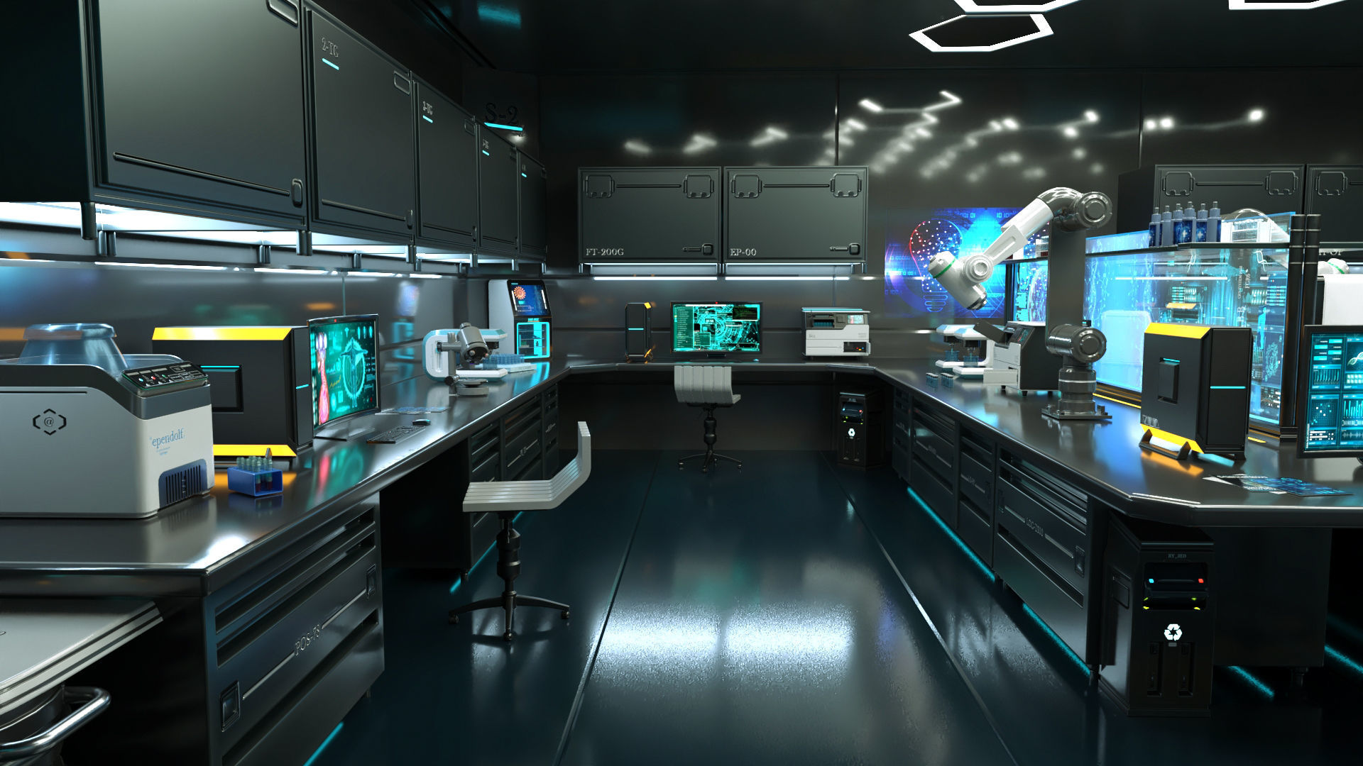 Sci Fi Interior Laboratory 3d Model Cgtrader