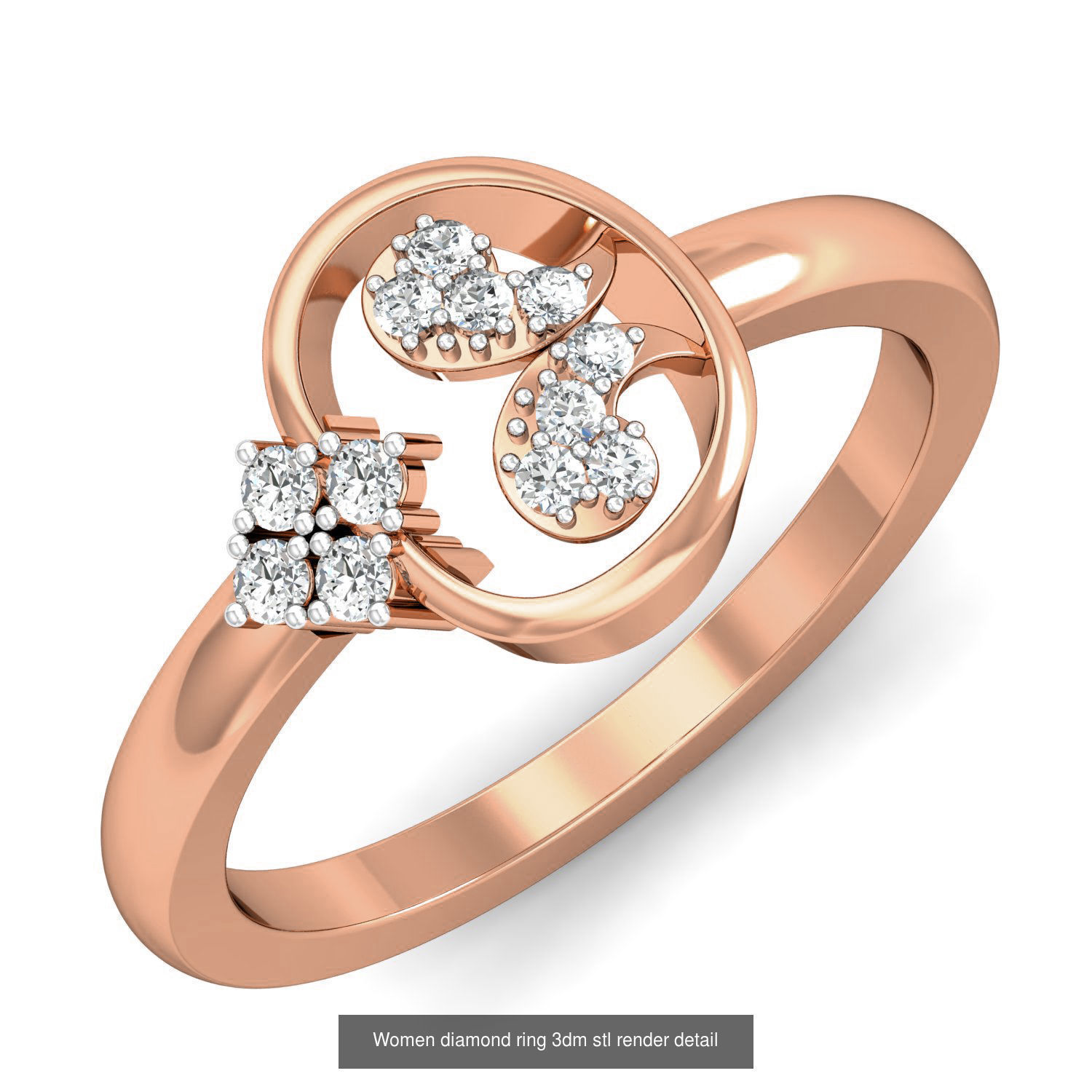 129 Women diamond ring 3dm stl render 3D Model Collection | CGTrader