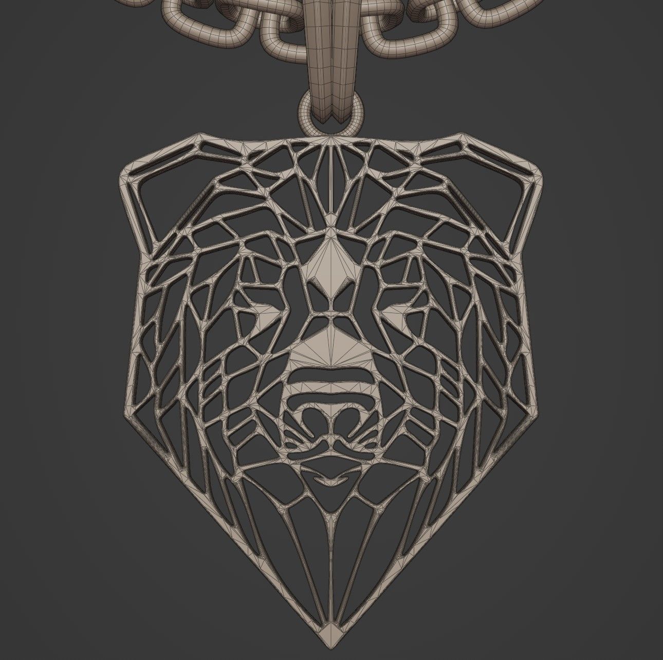 Bear Stylized Wireframe Pendant Amulet Necklace 3D model 3D printable ...