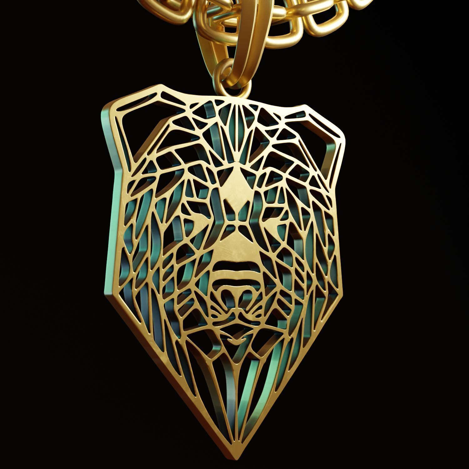 Bear Stylized Wireframe Pendant Amulet Necklace 3D model 3D printable ...