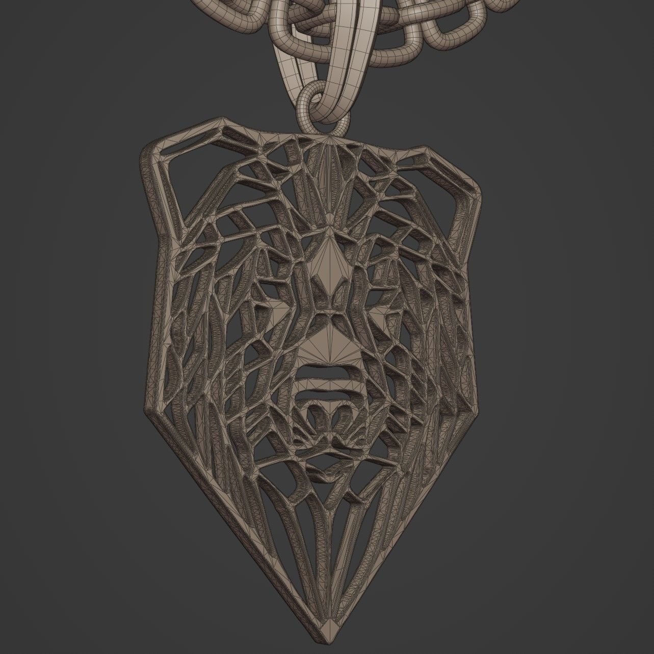 Bear Stylized Wireframe Pendant Amulet Necklace 3D model 3D printable ...