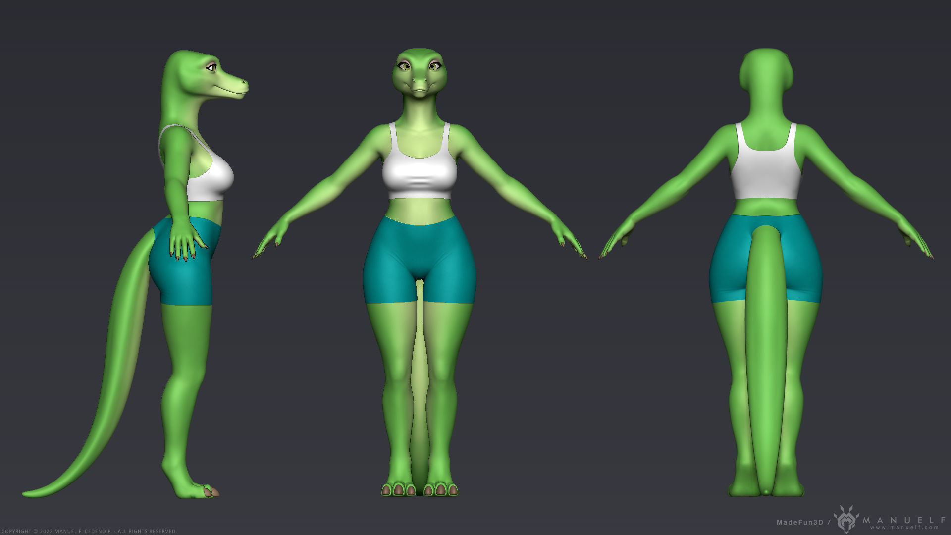 Furry Scalie Lizard Girl 3D model | CGTrader