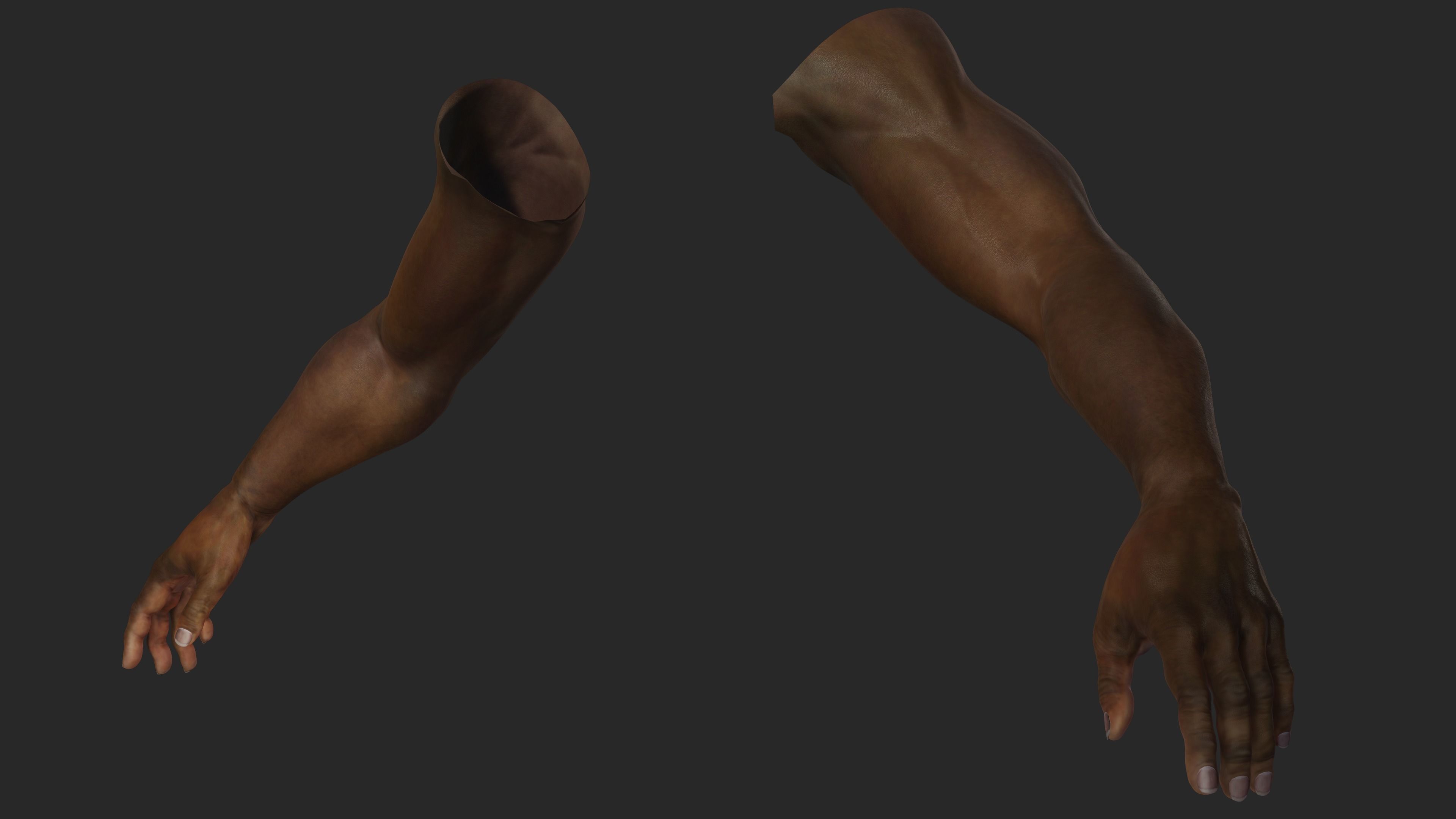 3D model Black Realistic Hands left and right hand with 5 LODs VR / AR ...