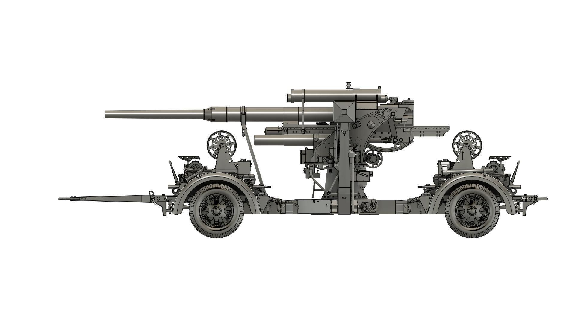 Flak 36 German anti-aircraft gun 3D print model BASIC MODEL 3D model 3D ...